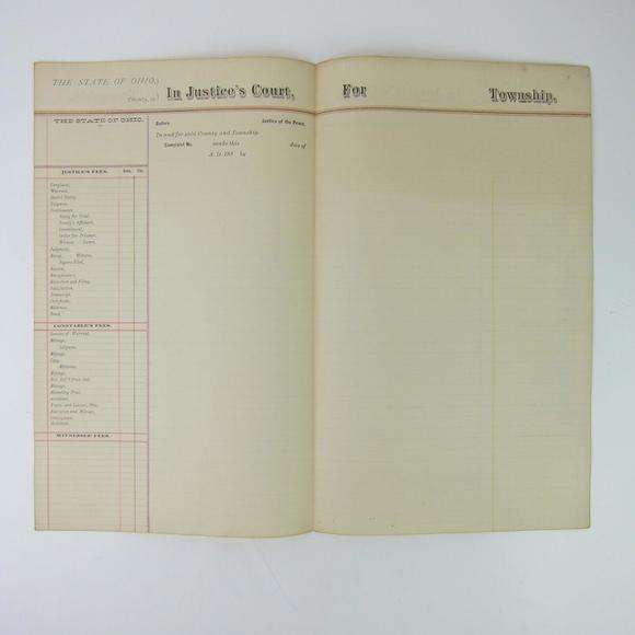 Other | 188s Ohio Court Record Form Blank Justice Constable Witness ...